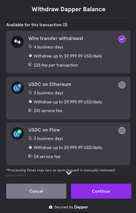 How to Withdraw Your Dapper Balance – Dapper Services